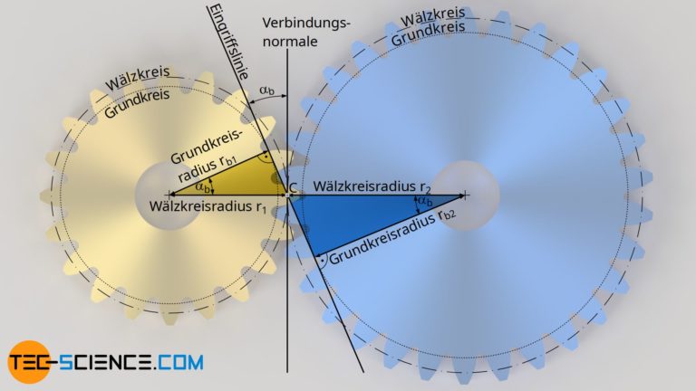 Eingriff von Evolventenzahnräder (Kämmen) | tec-science